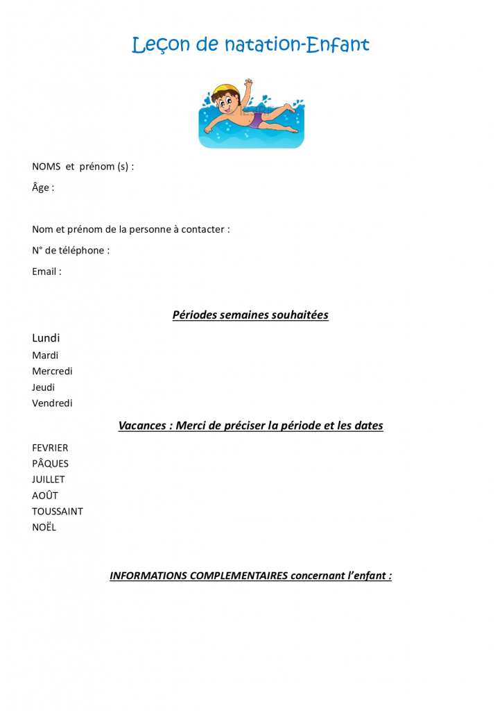 Leçons de natation – Odä Centre Aquatique